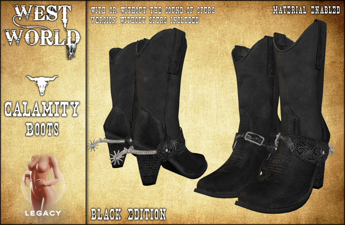 Second Life Marketplace - #WW# Calamity Boots Black [Legacy] DEMO
